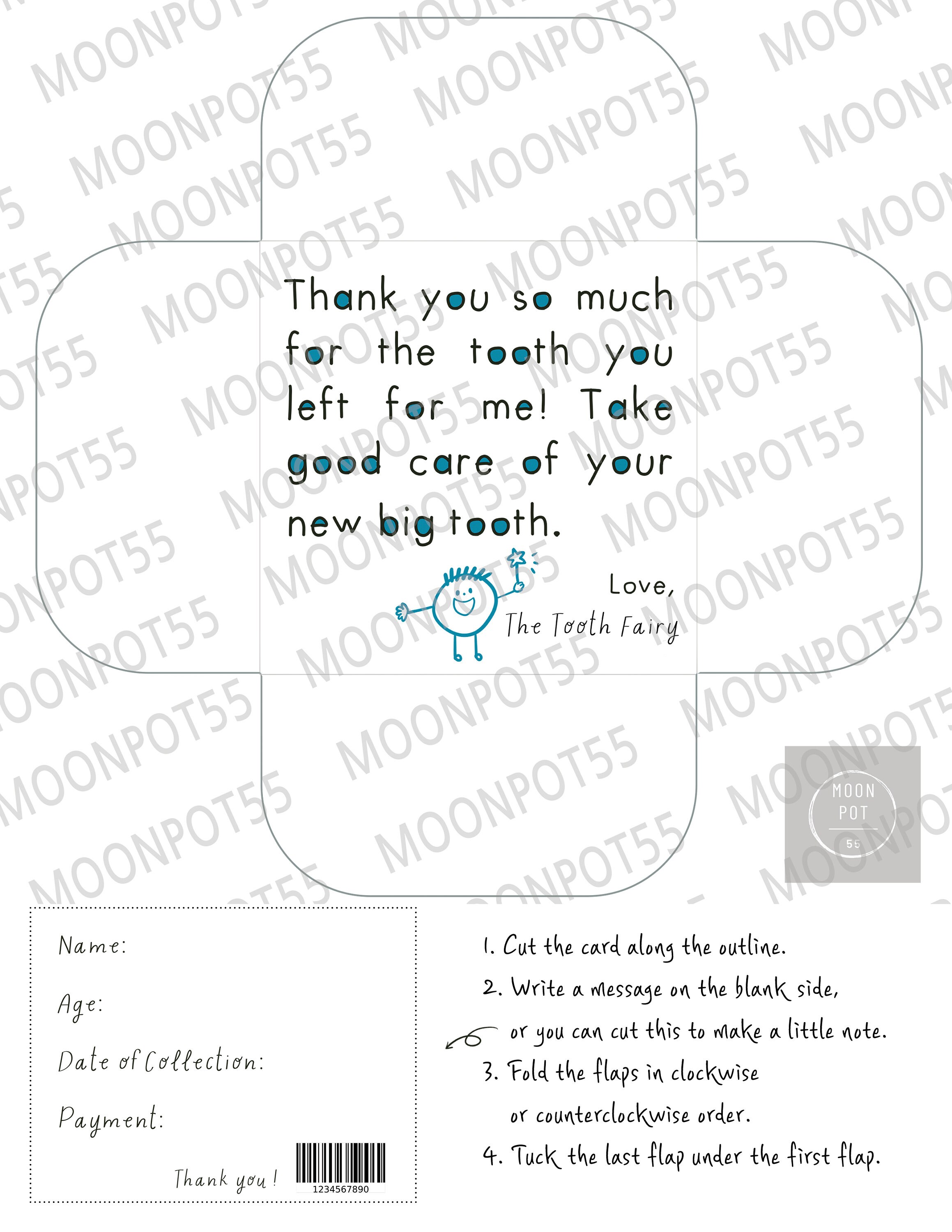 Printable Tooth Fairy Letter/ Tooth Fairy Receipt and Envelope/ Simple ...