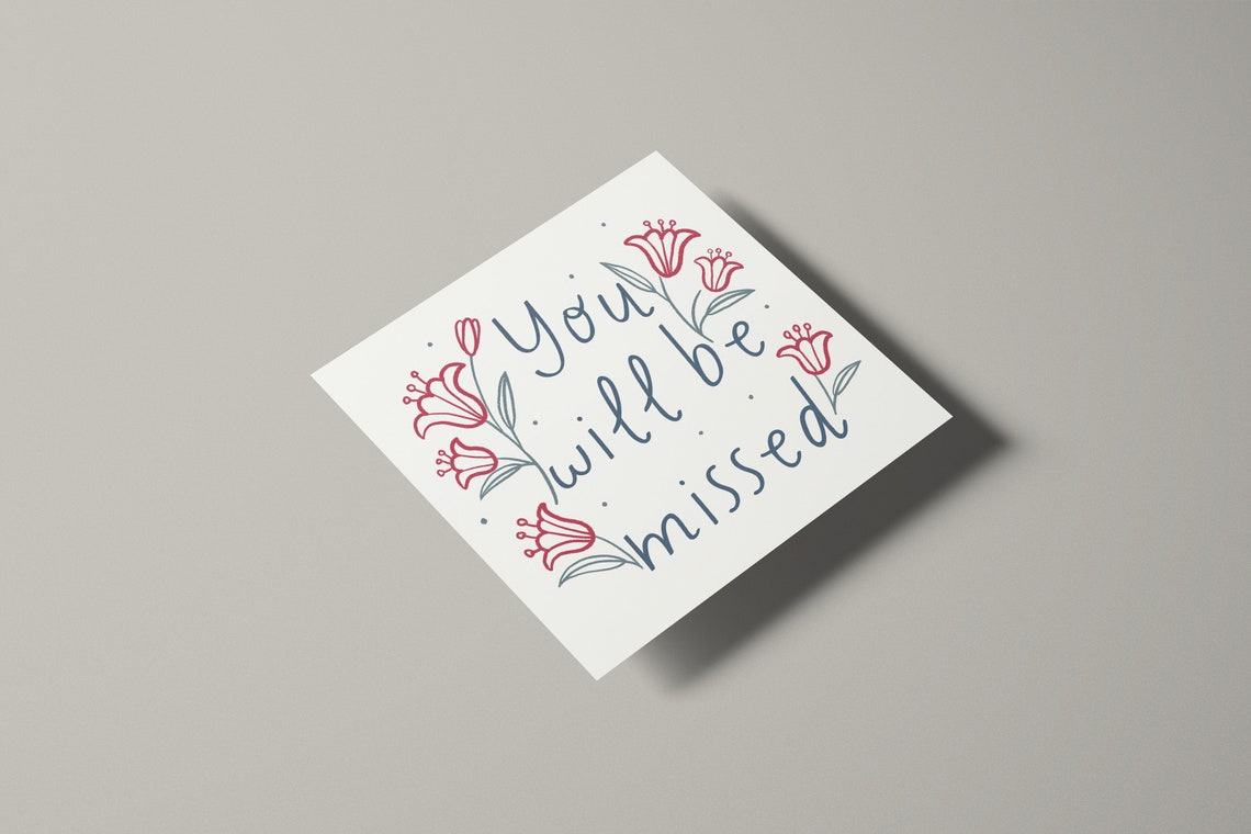 You Will Be Missed Printable Card/ DIY Gift Card Holder/ Simple ...