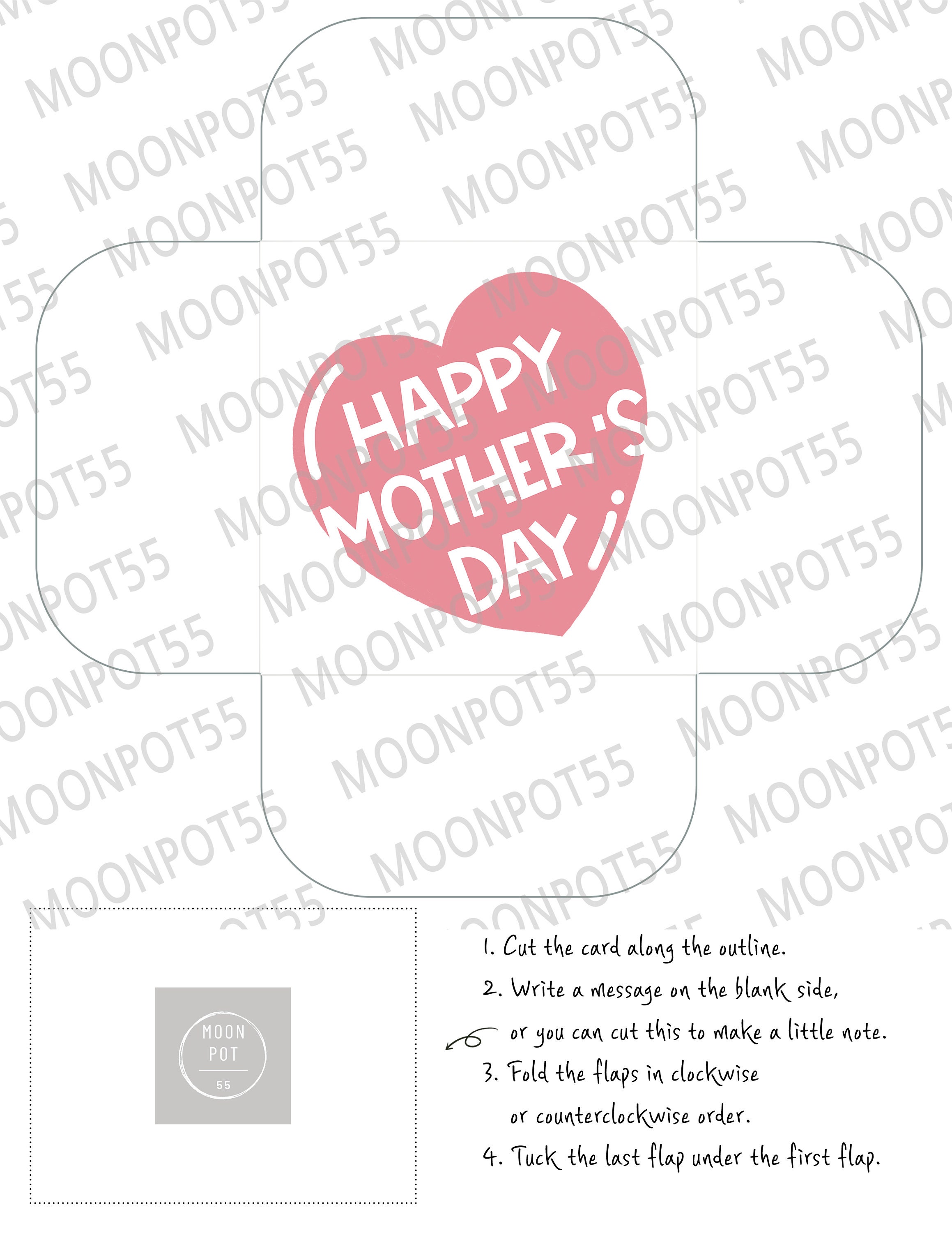 Printable Mother's Day Card/ DIY Gift Card Holder/ Simple Envelope Card ...