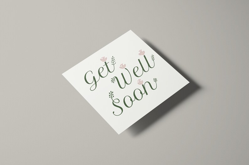 Get Well Soon Printable Note Card/ DIY Gift Card Holder/ Simple ...