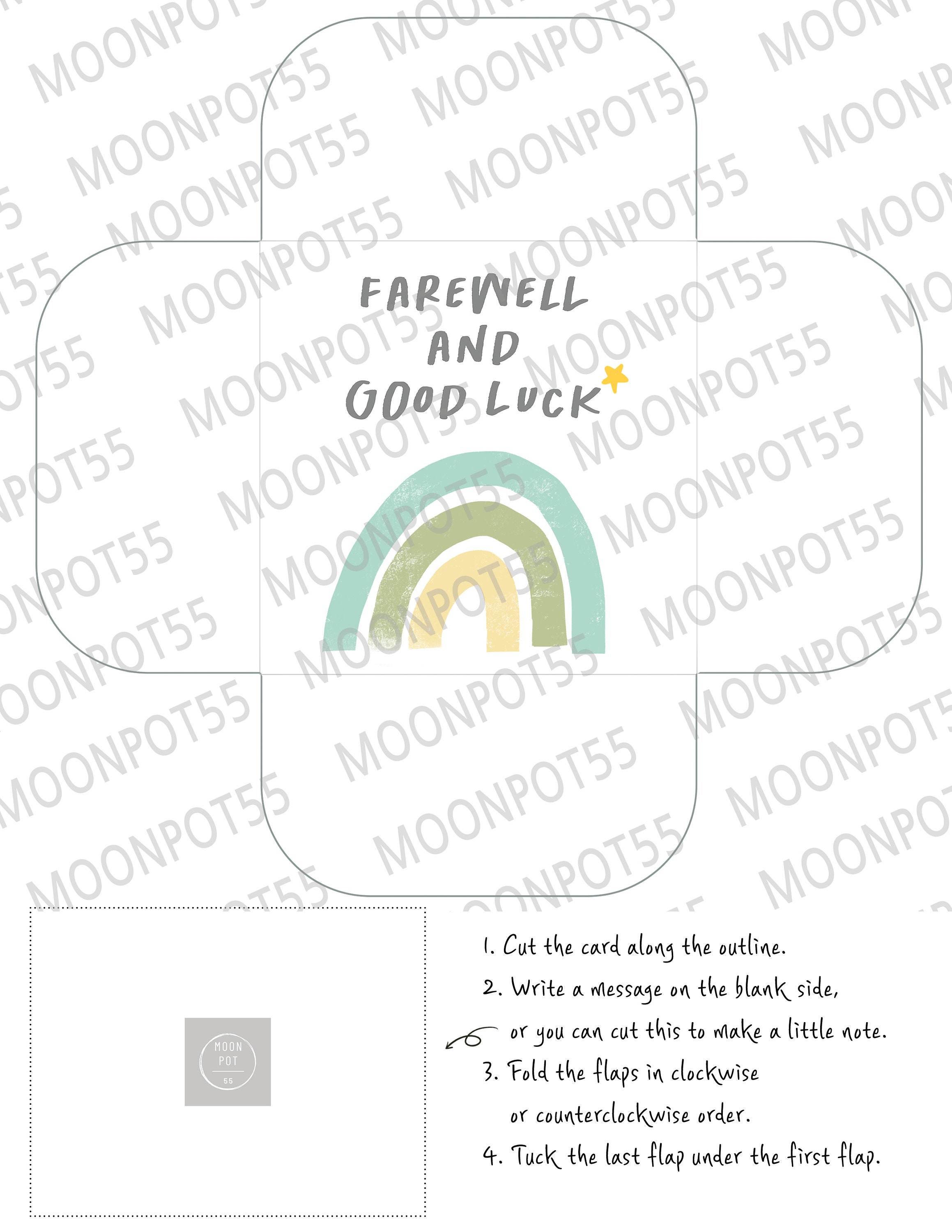 Printable Farewell and Good Luck Card/ DIY Gift Card Holder/ Simple ...