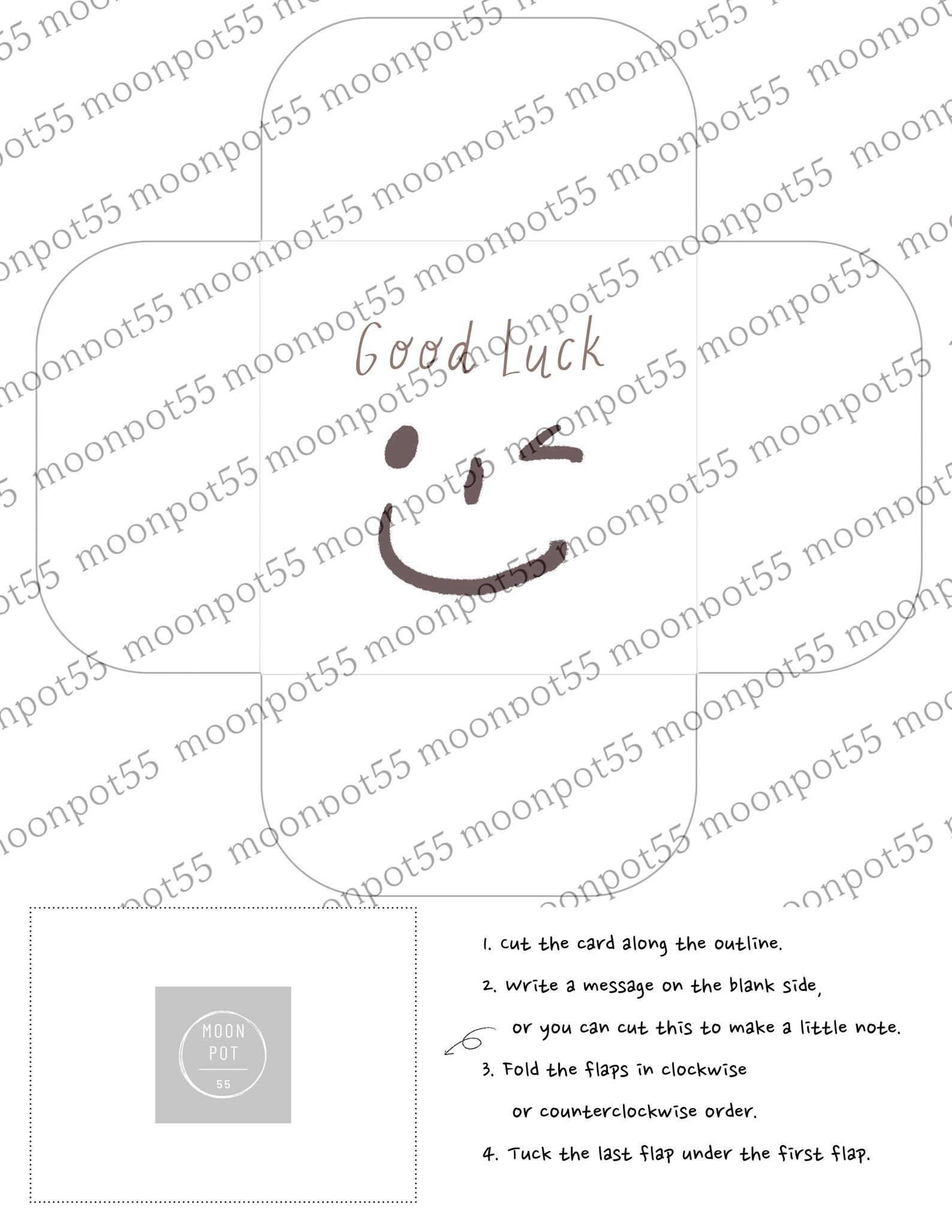 Printable Good Luck Card/ Mine Note Card/ Gift Card Holder/ No Envelope ...