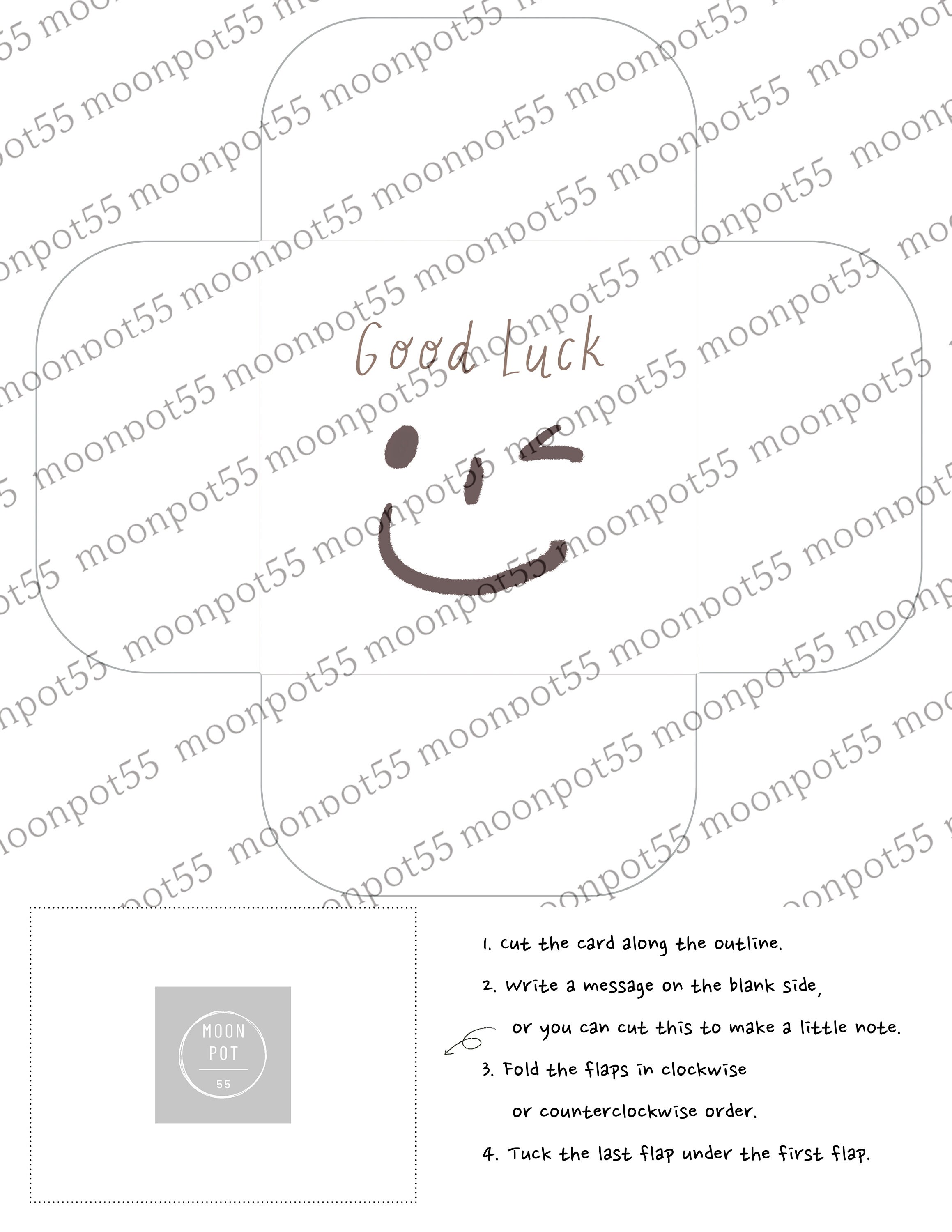 Printable Good Luck Card/ Mine Note Card/ Gift Card Holder/ No Envelope ...