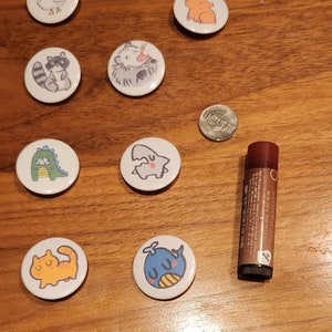 Original Cute Kawaii Animal Creatures Little Guys Art Pinback Buttons ...