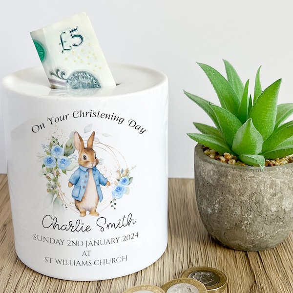 Rabbit Personalised Money Box - Etsy