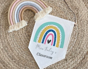 Personalised Teacher Class Room Flag, Teacher Gift, Personalised ...