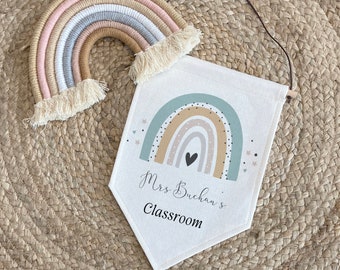 Personalised Teacher Class Room Flag, Teacher Gift, Personalised ...