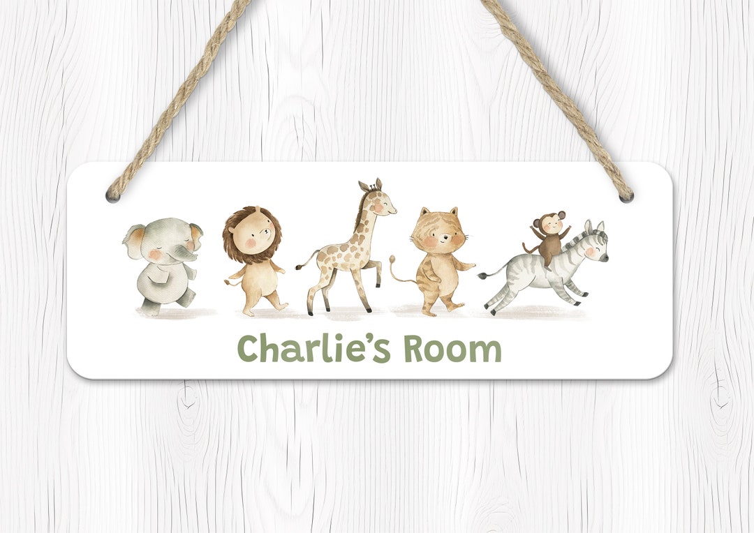 Personalised Safari Jungle Door Sign Kids Bedroom Sign Nursery Kids ...