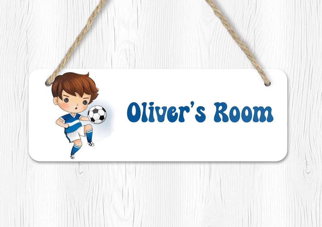 Personalised Football Themed Door Sign Kids Bedroom Sign Nursery Kids ...