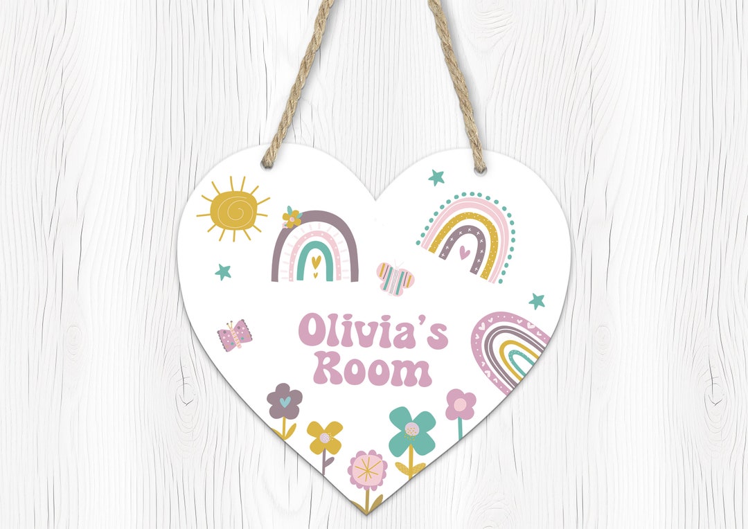 Personalised Butterfly Heart Door Sign: Kids Room Decor - Etsy