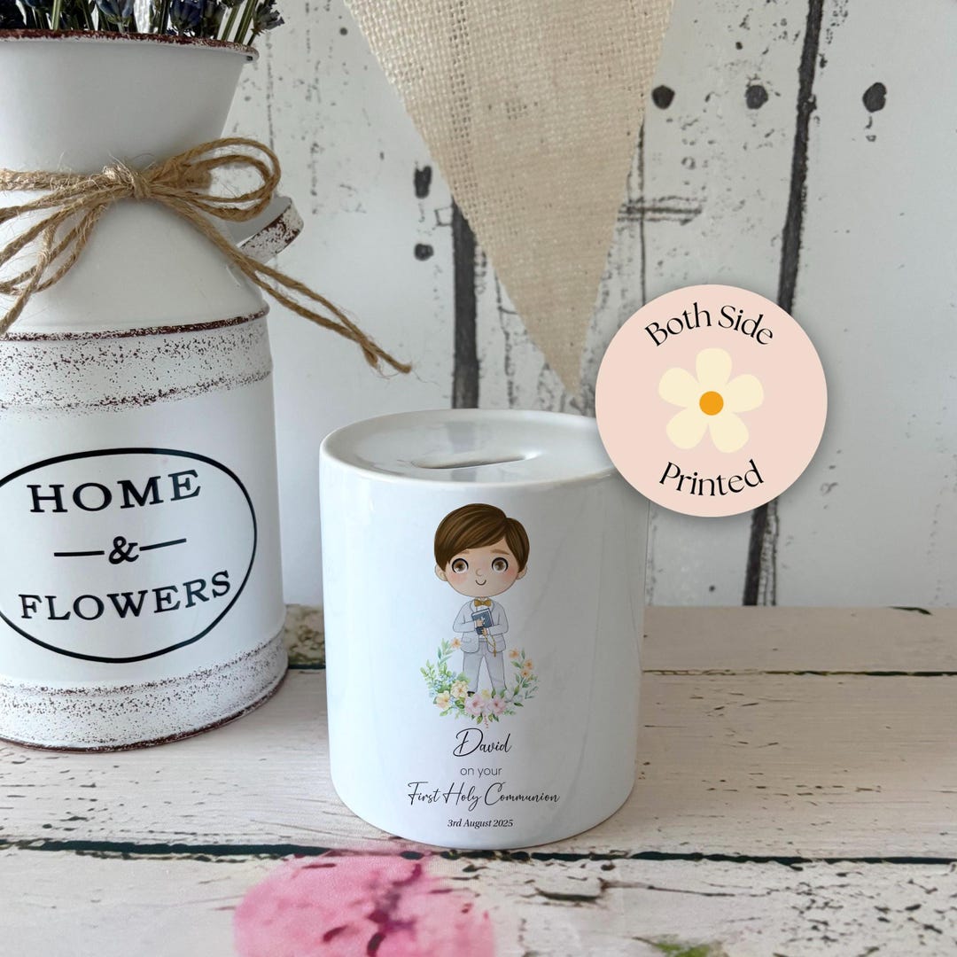Personalised First Holy Communion Ceramic Money Box With Gift Bag - Etsy