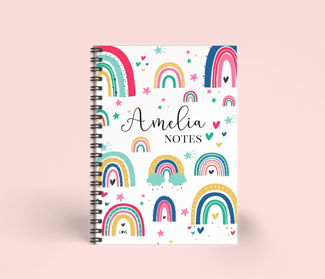 Kids Personalised Rainbows Notebook, Kids Rainbow Journal, Back to ...