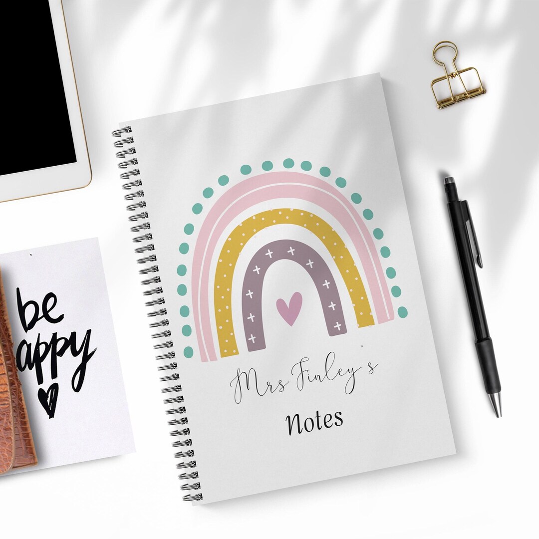 Personalised Teacher Notebook: Rainbow Design, End of Year Gift - Etsy