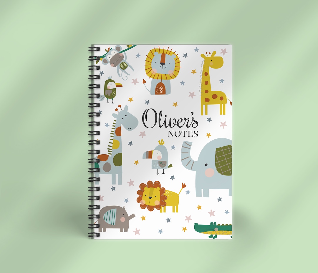 Personalised Kids Safari Animals Notebook: A5 Journal - Etsy