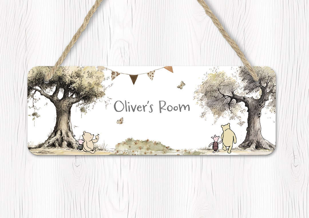 Personalised Classic Pooh Bear Door Sign Kids Bedroom Sign Nursery Kids ...
