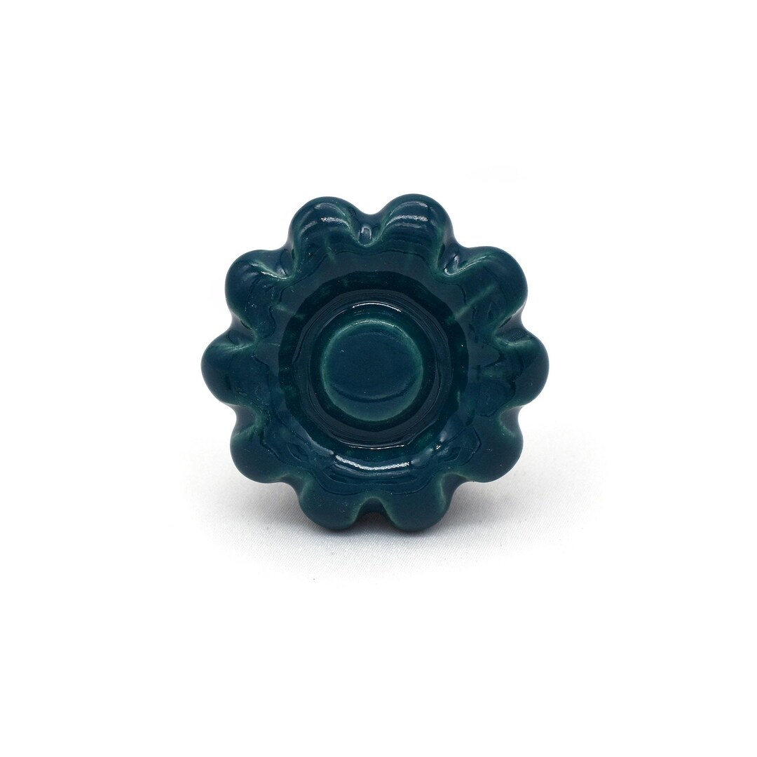 Hand-painted Ceramic Flower Knob - Forest Green Vintage Hardware(set of ...