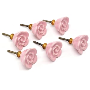 Drawer Knobs Rose Flower Dresser Knobs / Pink Ceramic Drawer Knobs Pulls Handles / Unique ...