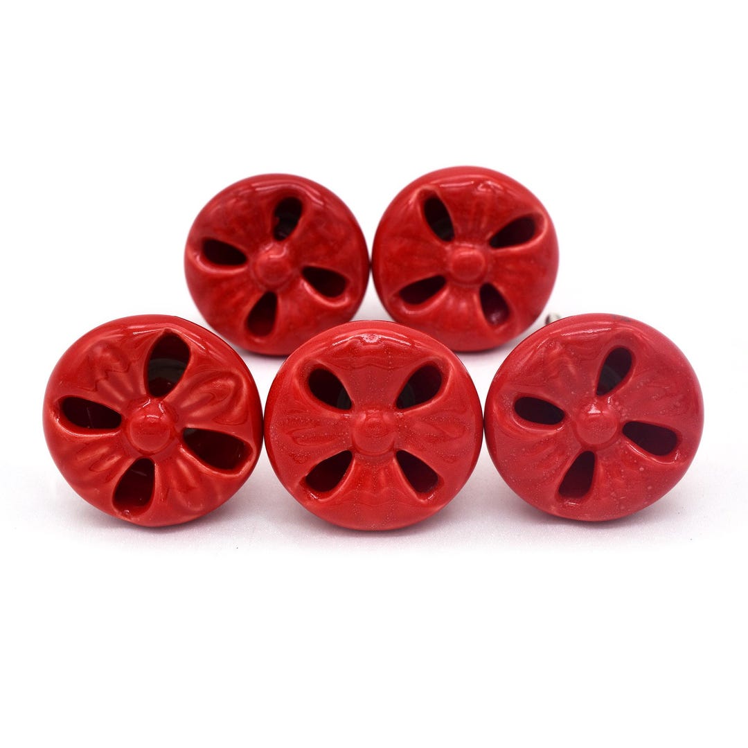 Red Color Vintage Ceramic Knobs Kitchen Cabinet Knobs Drawer Knobs ...