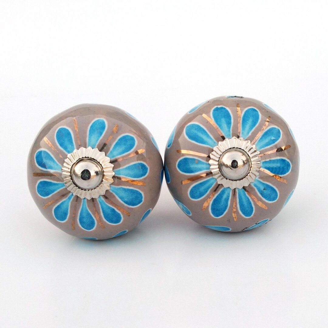 Sky Blue Color Vintage Ceramic Knobs Vintage Look Ceramic Door Knobs Kitchen Cabinet Knobs ...
