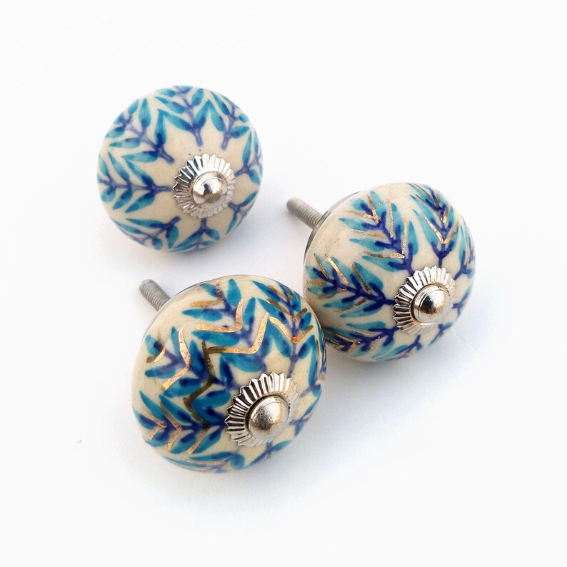 BLUE WHITE Mosaic Ceramic Knobs Vintage Wardrobe Handle Drawer Knob Cabinet Pulls - Etsy