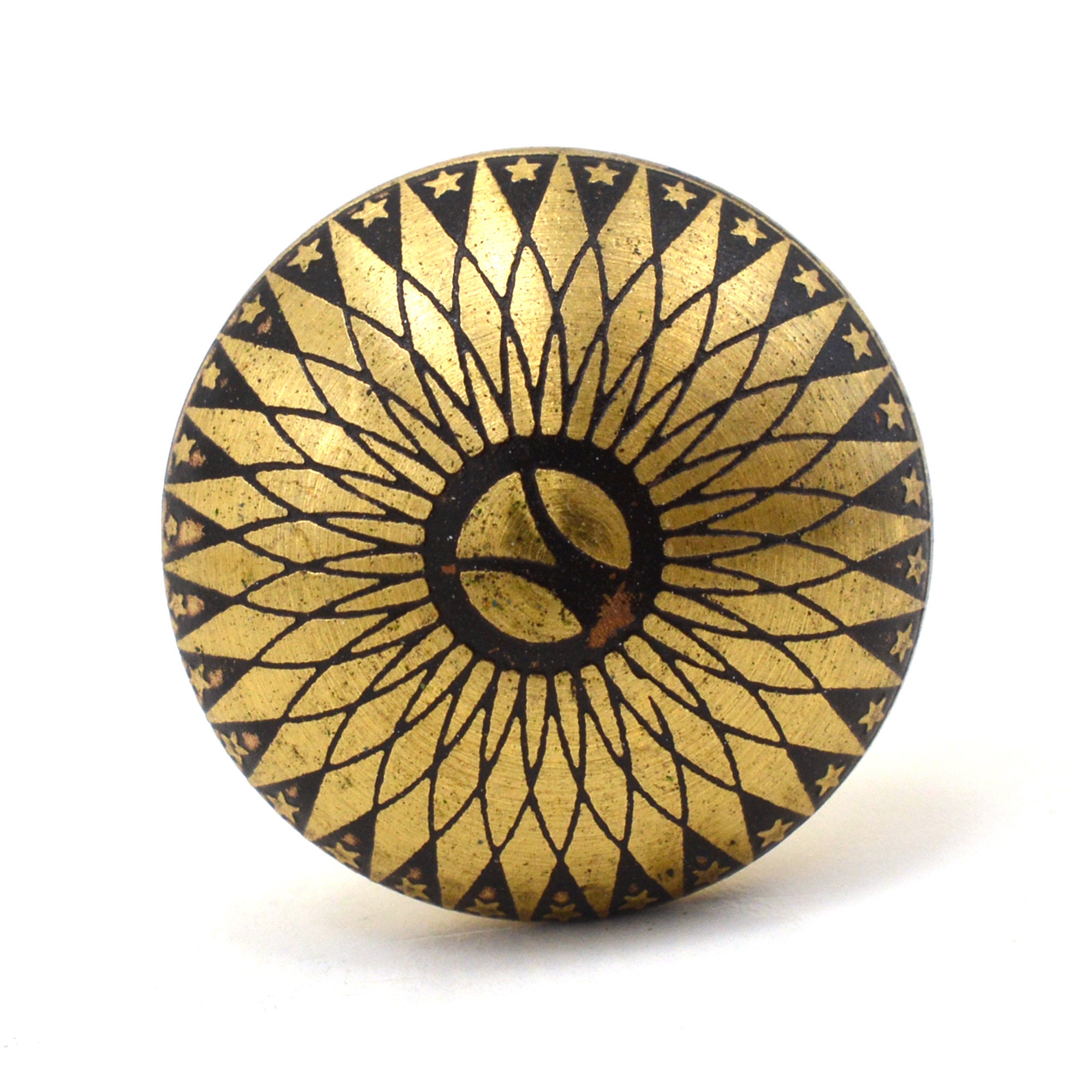 Moroccan Copper Round Multi Colors Knob / Floral Etched Brass Knob ...