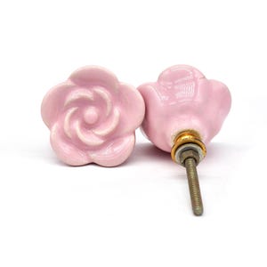 Drawer Knobs Rose Flower Dresser Knobs / Pink Ceramic Drawer Knobs Pulls Handles / Unique ...
