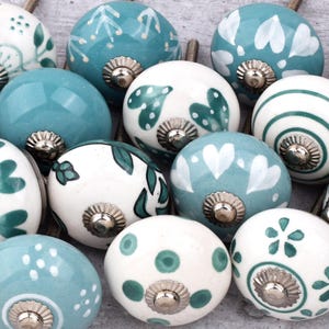 Select Your Knob, Turquoise Green Color Mix Design Kitchen Cabinet Knob / Drawer Pull / Cabinet ...