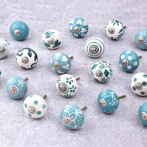 Select Your Knob, Turquoise Green Color Mix Design Kitchen Cabinet Knob / Drawer Pull / Cabinet ...