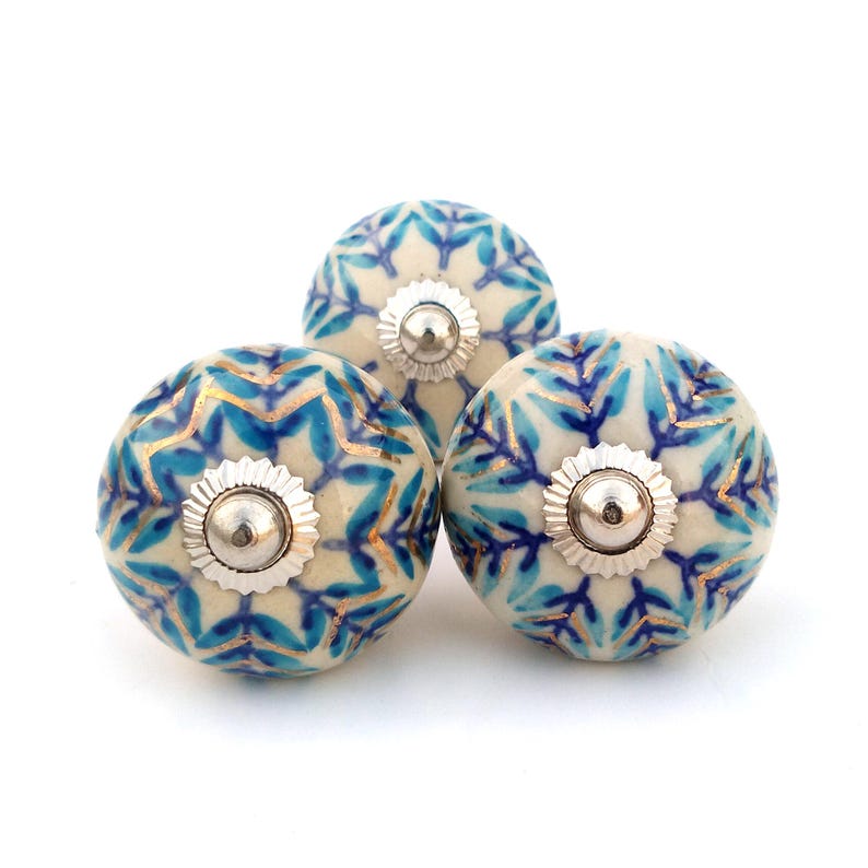 BLUE WHITE Mosaic Ceramic Knobs Vintage Wardrobe Handle Drawer Knob Cabinet Pulls - Etsy