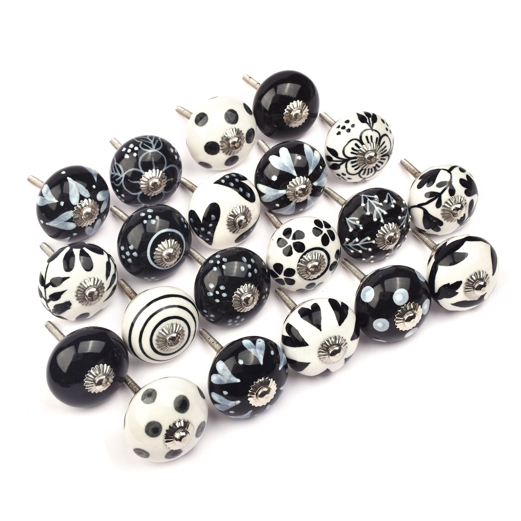 Select Your Knob, Black and White Color Mix Design Kitchen Cabinet Knob / Drawer Pull / Cabinet ...