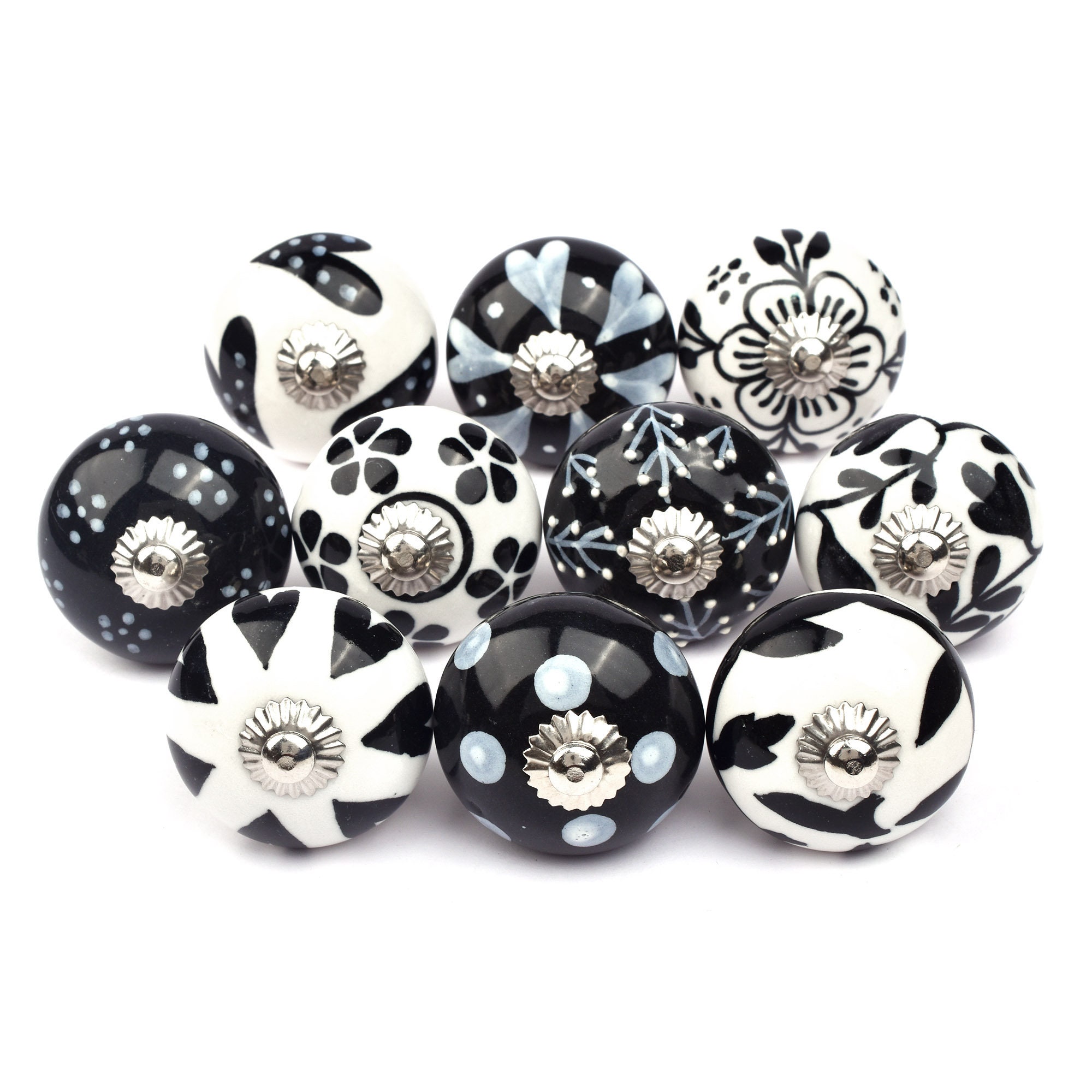 Select Your Knob, Black and White Color Mix Design Kitchen Cabinet Knob / Drawer Pull / Cabinet ...