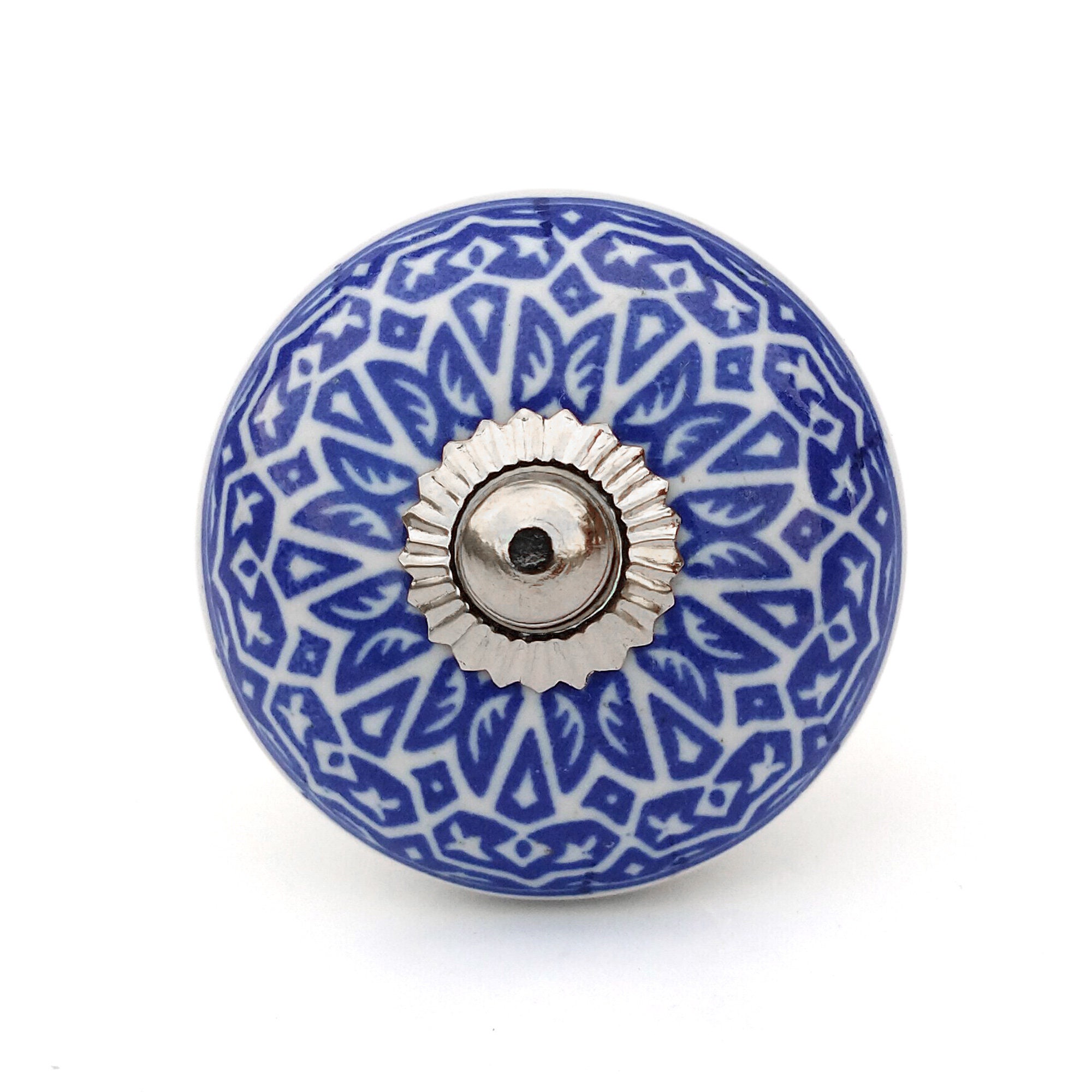 Blue Color Round Flowers Drawer Knobs Handmade Hand Painted - Etsy