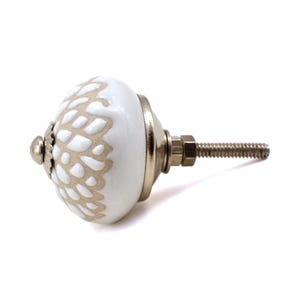 Cream Ceramic Knob: Smooth Glazed Knob for Dresser or Cabinet Drawer ...