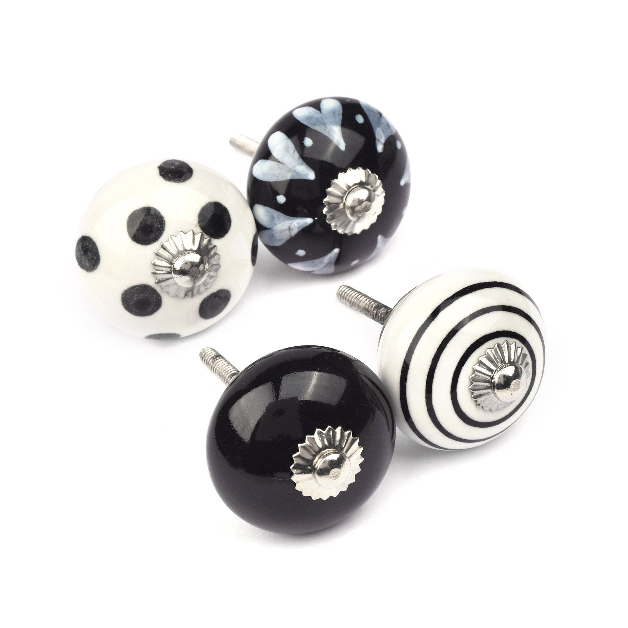 Select Your Knob, Black and White Color Mix Design Kitchen Cabinet Knob / Drawer Pull / Cabinet ...