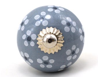 Grey & White Ceramic Knobs Ceramic Door Knobs Kitchen Cabinet Drawer Pulls Cupboard Knobs ...