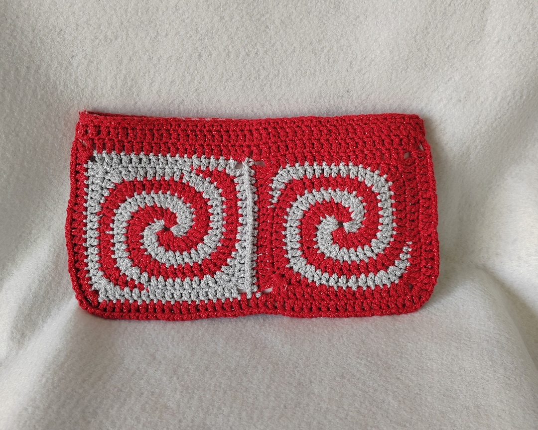 Red Purse, Crochet Red Pouch Forwoman, Crochet Purse , Granny Square ...