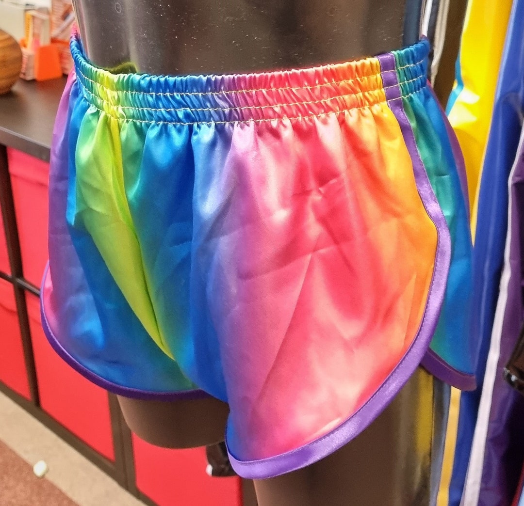 Rainbow PRIDE POLY Satin Retro Sprinter Shorts Sizes Small to 4XL - Etsy