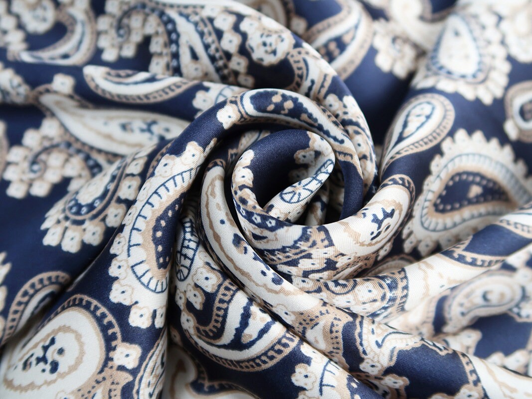 Paisley Blue Square Scarf 70cm Silk-Feel Women's Scarf | Etsy