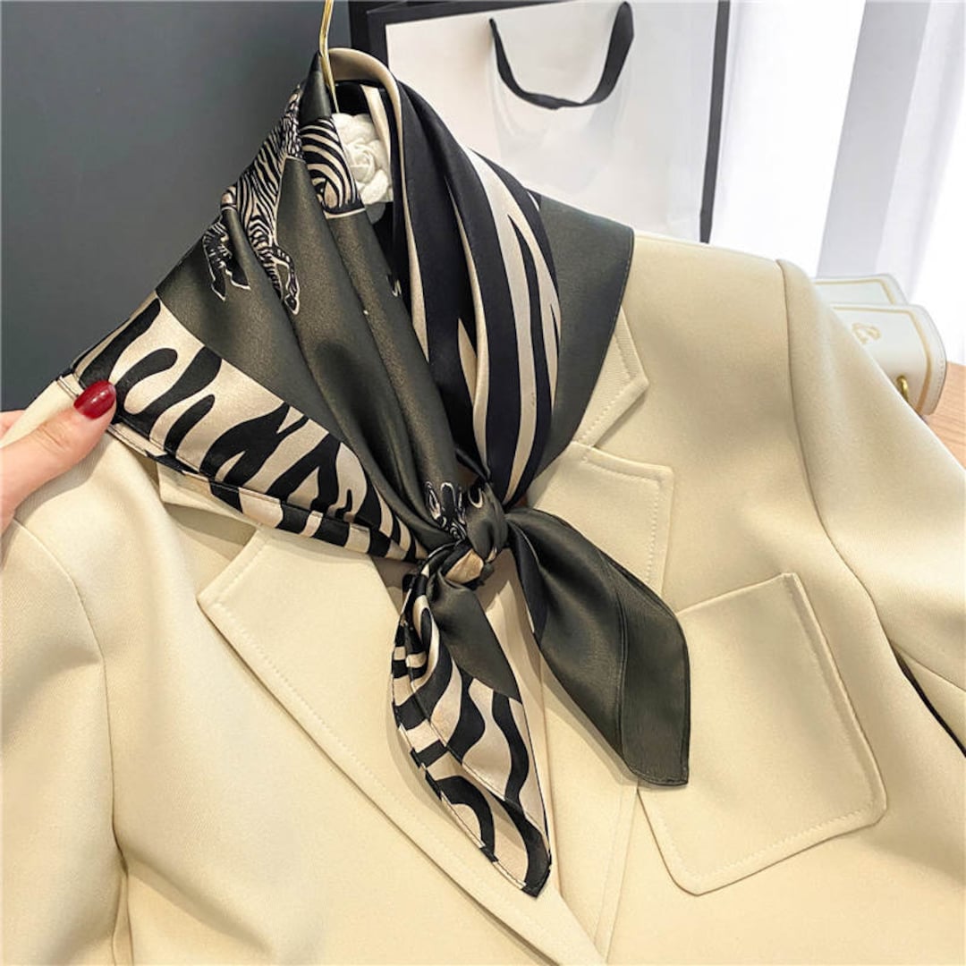 Zebra Animal Print 68cm 100% Silk Scarf, Women's Scarf, Fashion Scarf ...