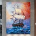 Sailing Ship Art Print Nautical Wall Art Blue Red Canvas Art Sailing ...