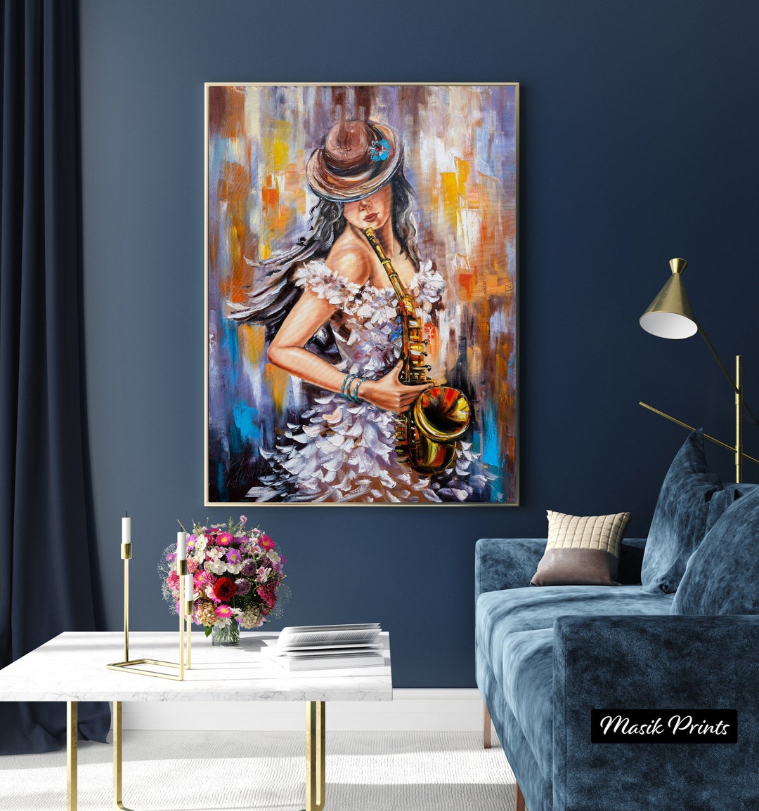 Aesthetic Music Poster Jazz Print Poster Female Musician Art Cool Music ...