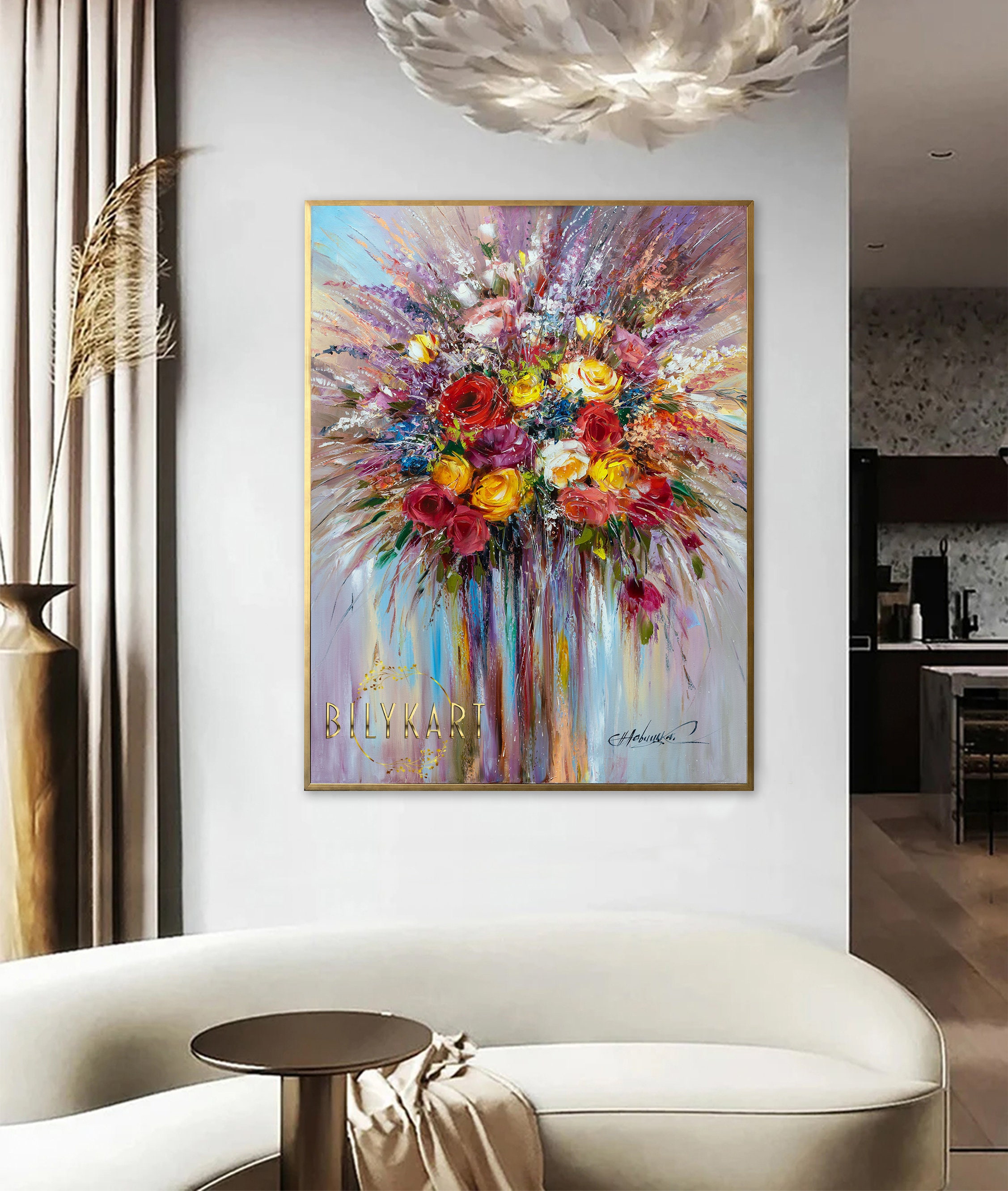 Large Floral Art Print Abstract Flowers Print Floral Canvas Art Rose ...