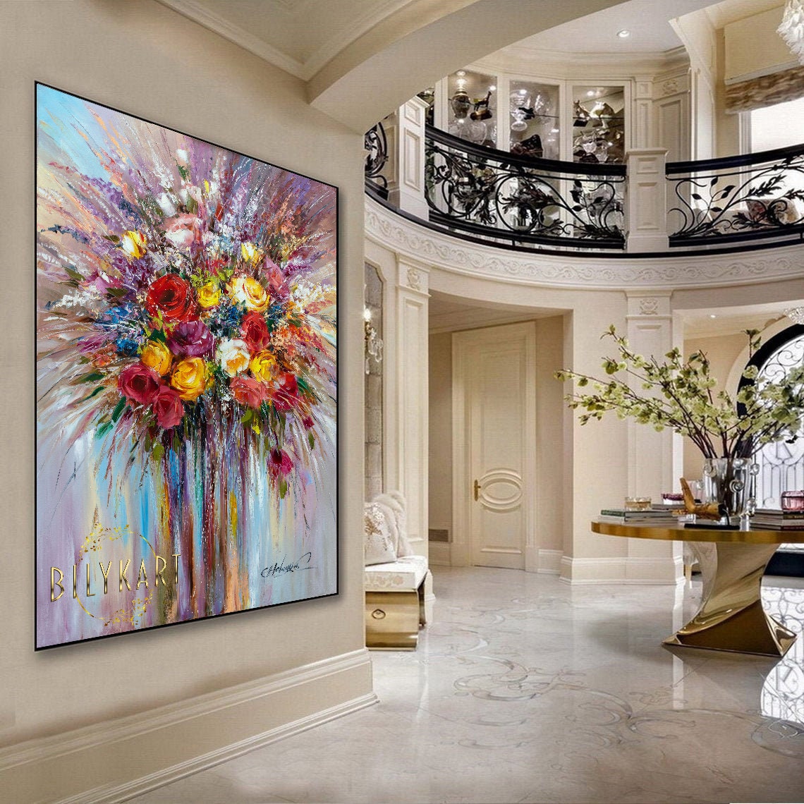 Large Floral Art Print Abstract Flowers Print Floral Canvas Art Rose ...