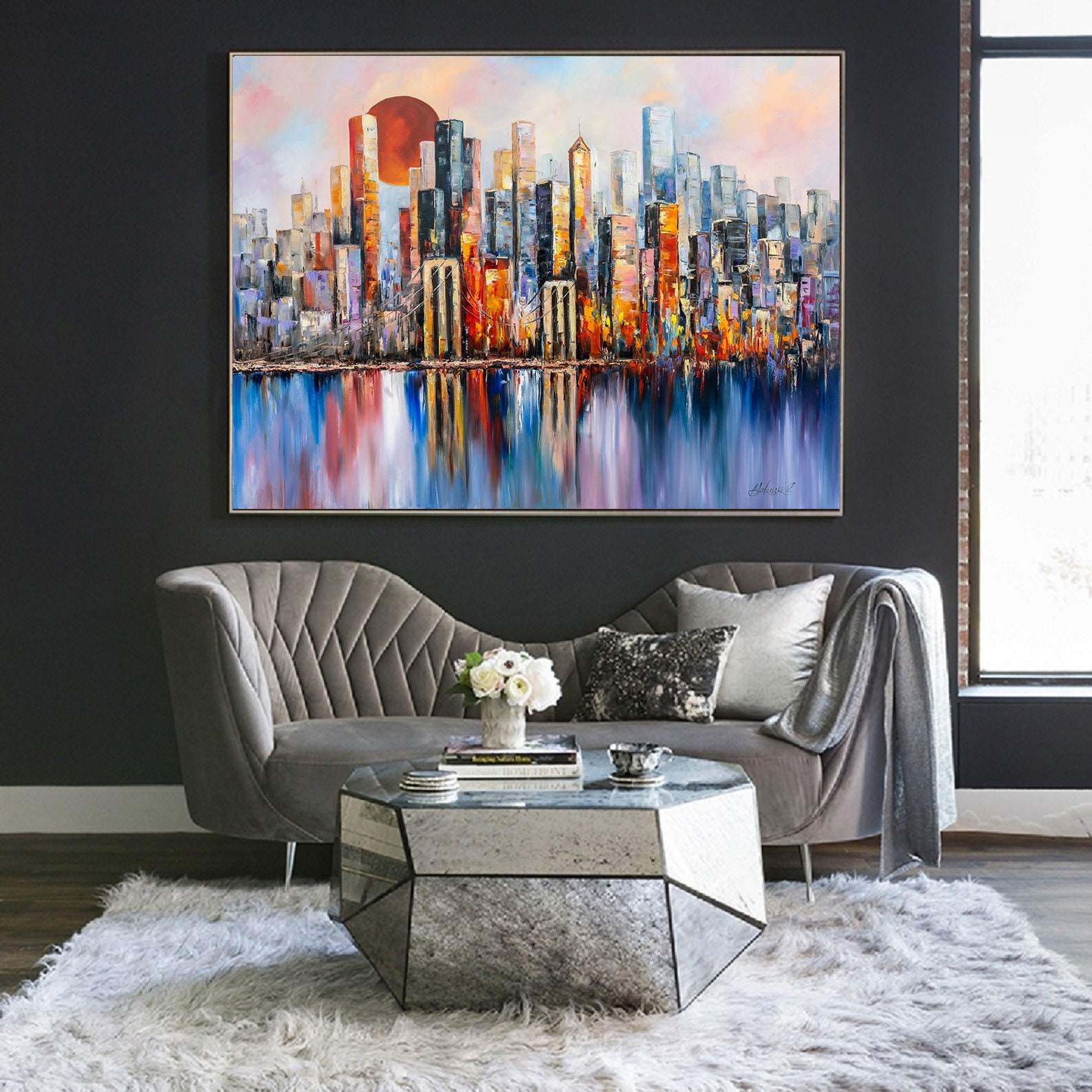 New York City Print New Yorker Print Abstract NYC Canvas America City ...