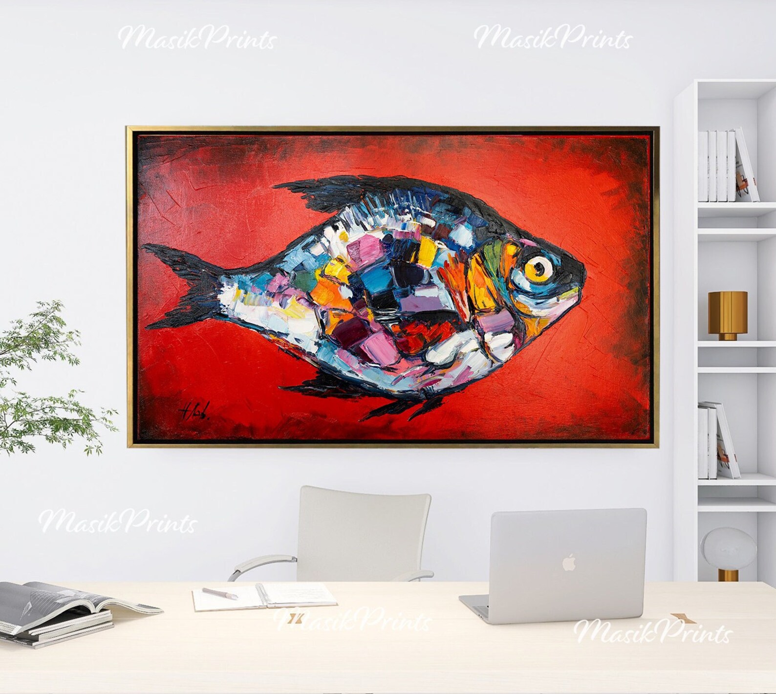 Lake House Wall Art Abstract Canvas Prints Large Modern Art Fly Fishing ...