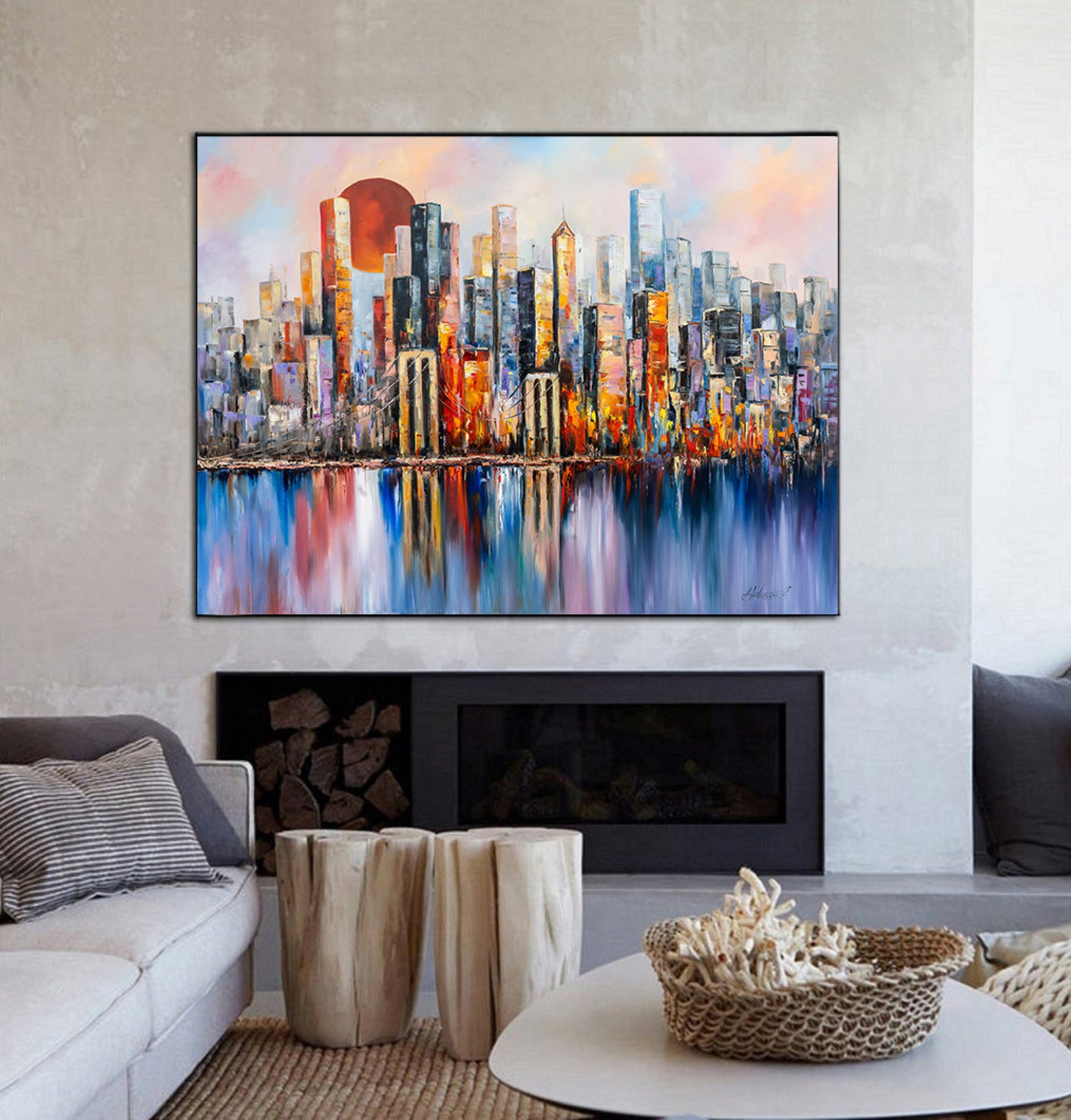 New York City Print New Yorker Print Abstract NYC Canvas America City ...