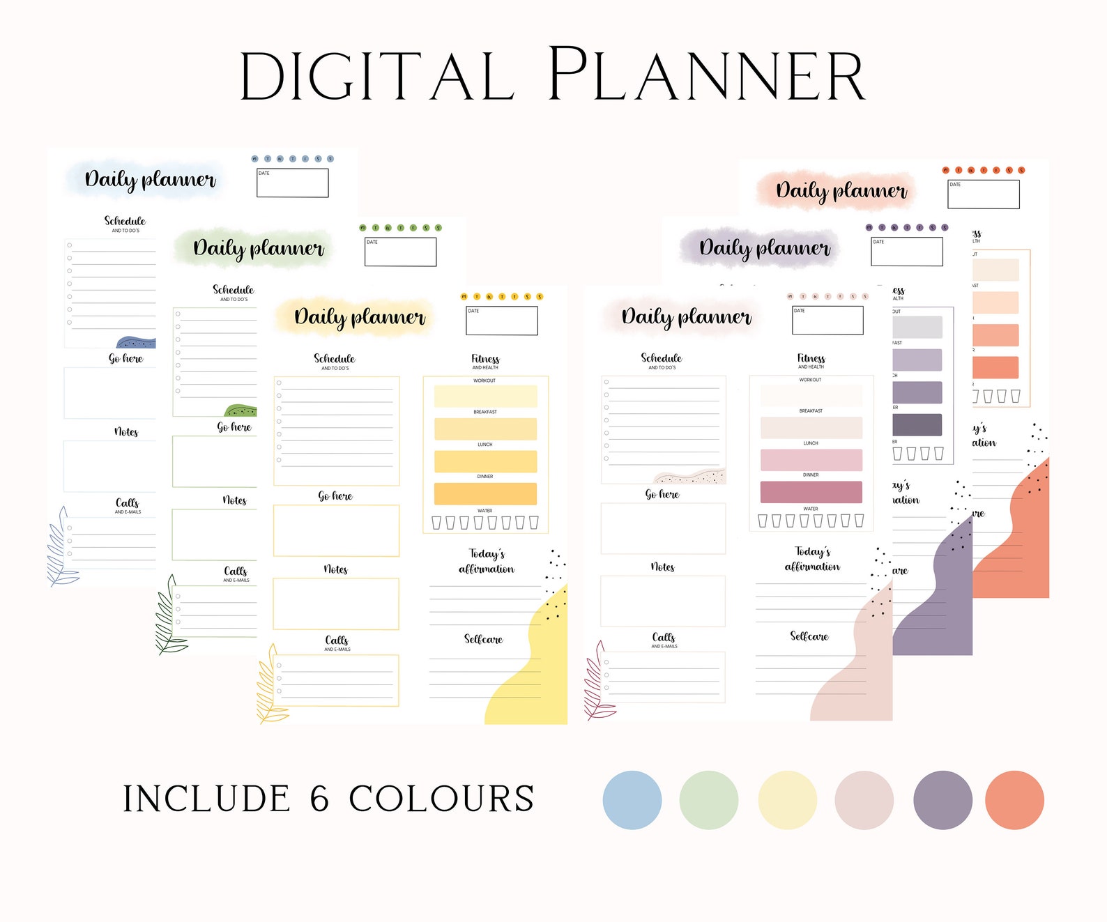 Digital Daily Planner for Goodnotes, Notability | Daily Planner ...