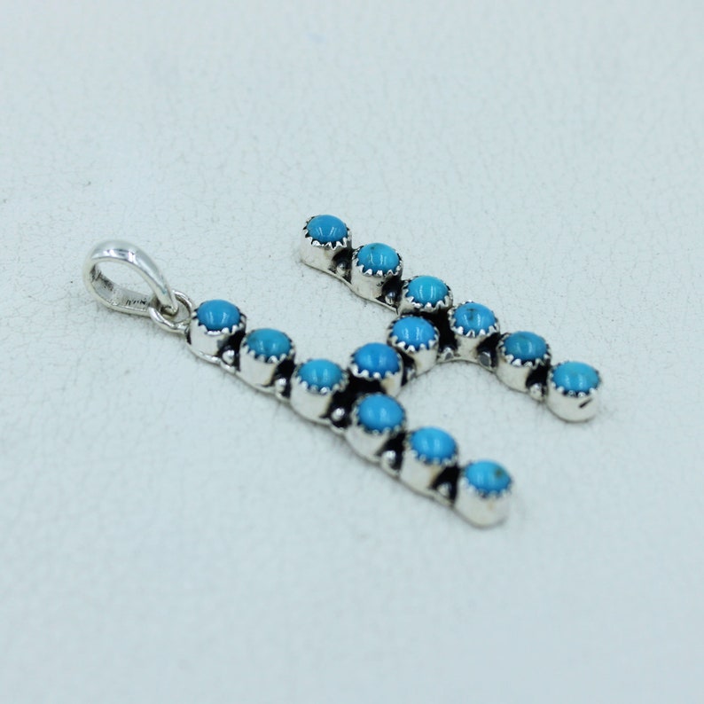 100% Genuine Turquoise Initial Letter Necklaces Arizona Turquoise ...