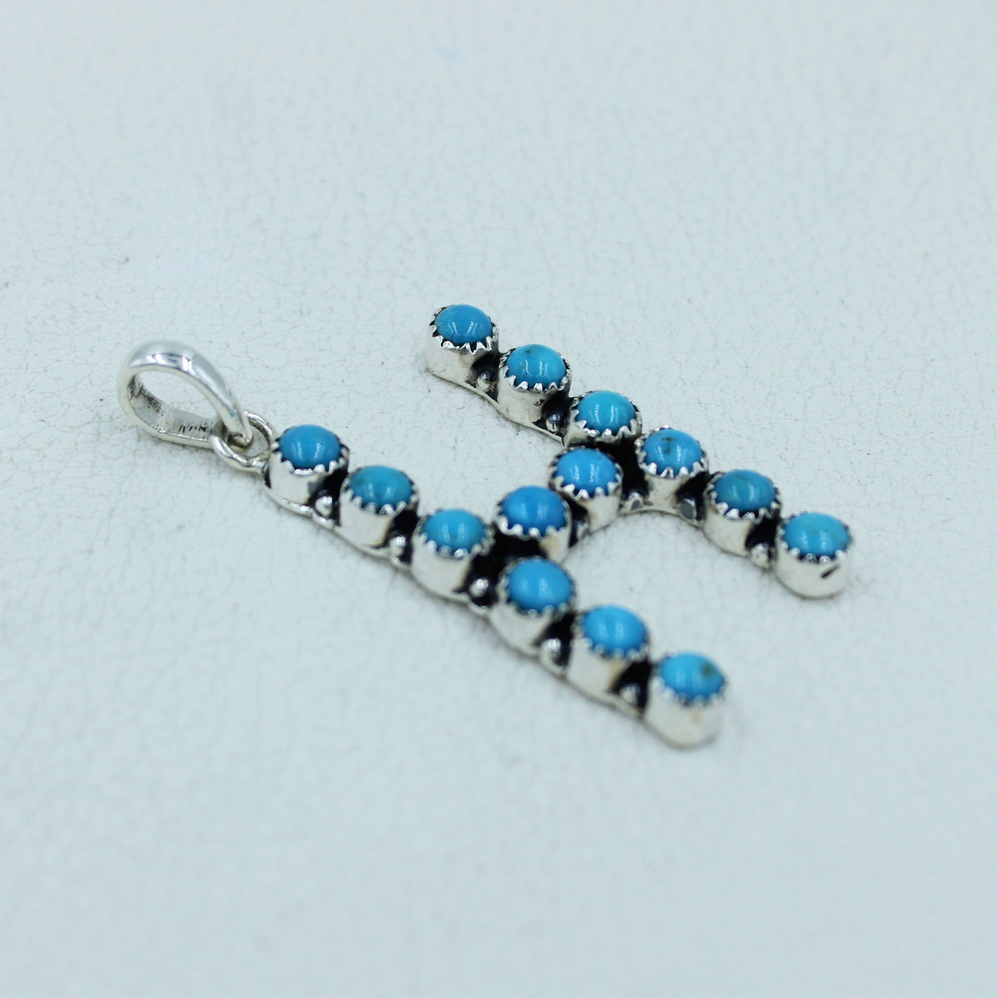 100% Genuine Turquoise Initial Letter Necklaces Arizona Turquoise ...