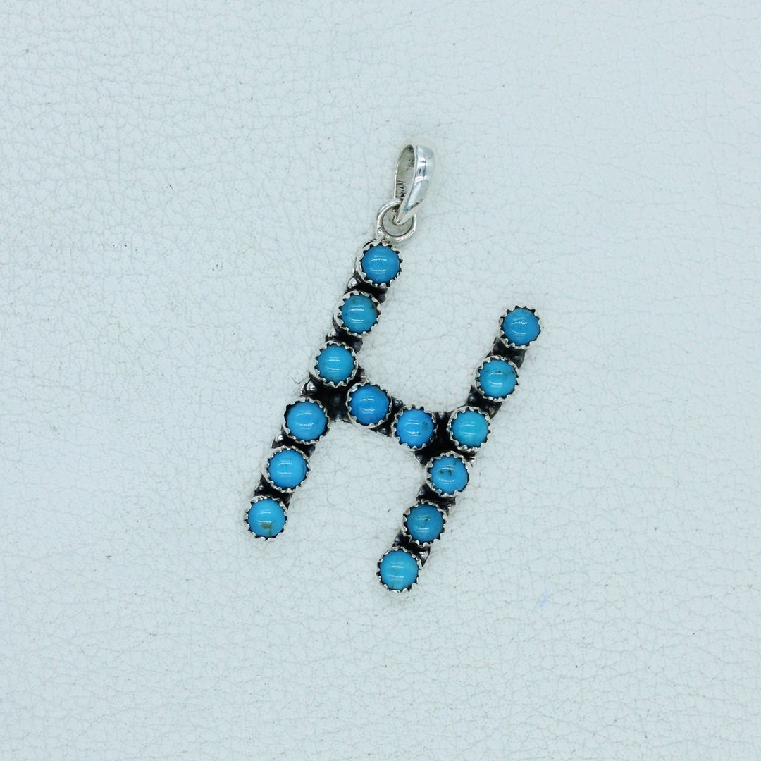 100% Genuine Turquoise Initial Letter Necklaces - Arizona Turquoise ...